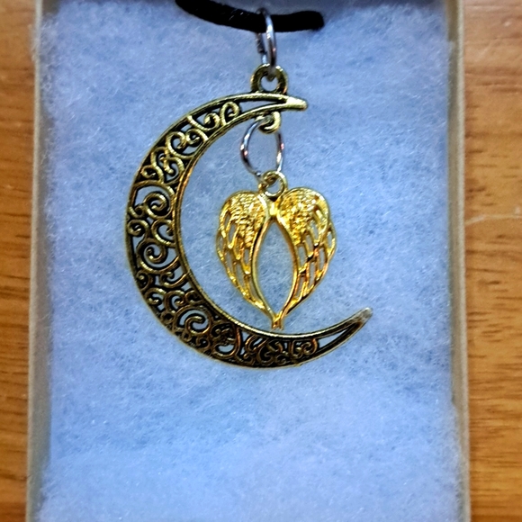 Jewelry | Crescent Moon Angel Wings Necklace | Poshmark